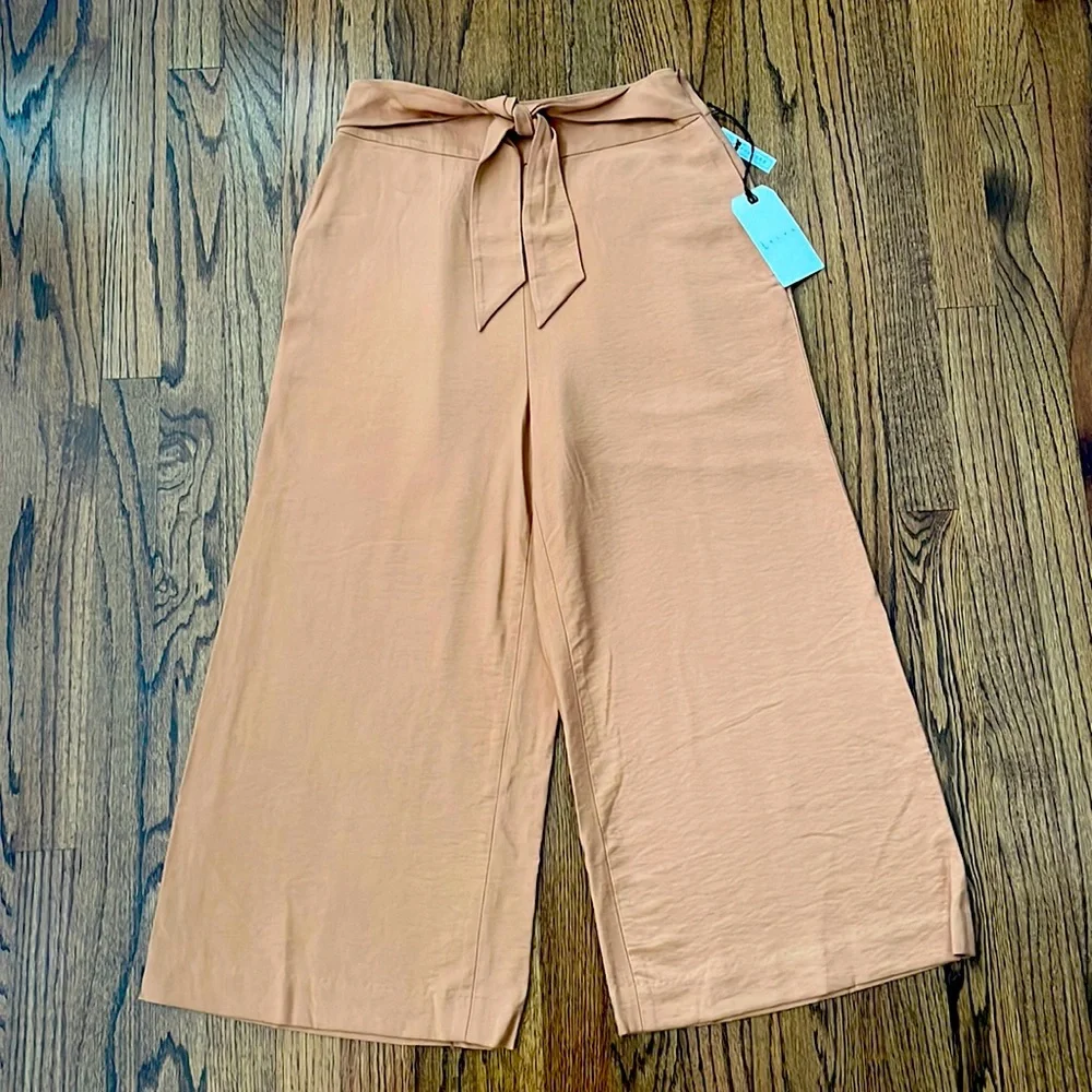 Leith | Pants & Jumpsuits | Leith Tan Lion Wide Leg Crop Culotte Pants ...